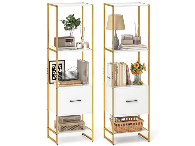 Click here for Giantex 4-Tier Bookshelf with Drawer Set of 2  Nar... prices