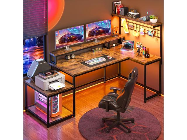 Click here for EnHomee 63 L Shaped Gaming Desk with LED Lights &... prices
