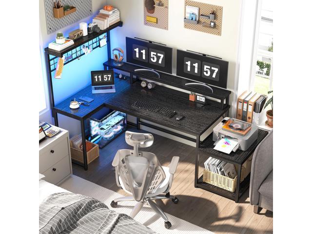 Click here for EnHomee 63 L Shaped Gaming Desk with LED Lights &... prices