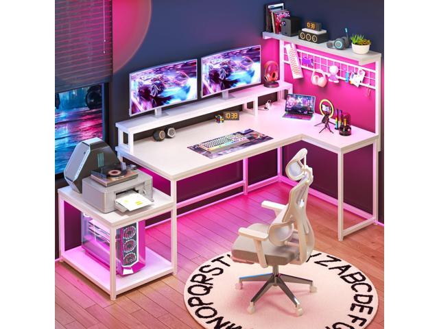 Click here for EnHomee 63 L Shaped Gaming Desk with LED Lights &... prices