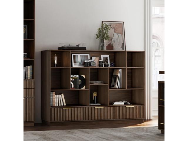 Click here for Bookshelf and Bookcase with 3 Drawers  4-Tier Flut... prices