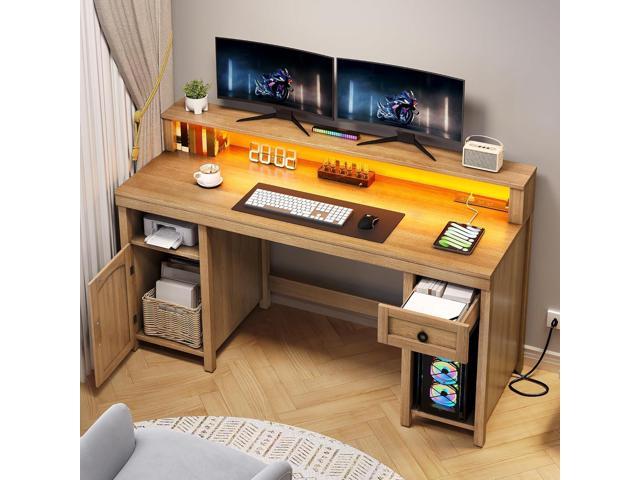 Click here for DWVO Farmhouse Office Desk with Drawer & Power Out... prices