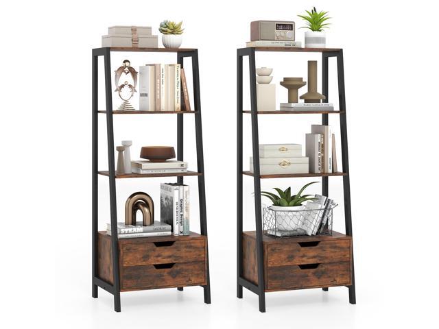 Click here for Giantex 4-Tier Bookshelf with 2 Drawers Set of 2... prices