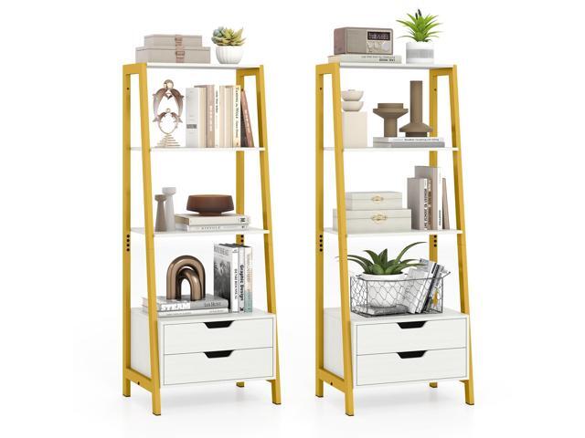 Click here for Giantex 4-Tier Bookshelf with 2 Drawers Set of 2... prices