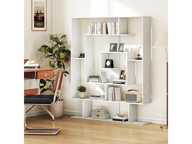 Click here for Tangkula Irregular Wooden Bookshelf  Geometric Boo... prices