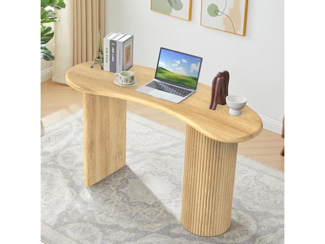 Click here for LEVNARY 54.3 Curved Small Computer Desk  Wooden Ex... prices