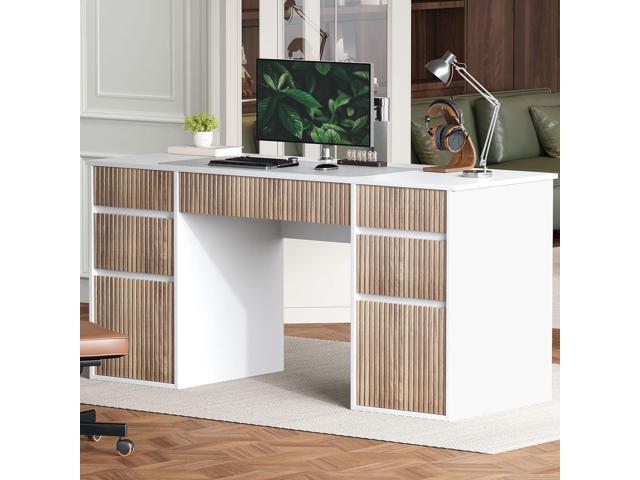 Click here for 4 EVER WINNER 58 Inch White Desk with Drawers  Hom... prices