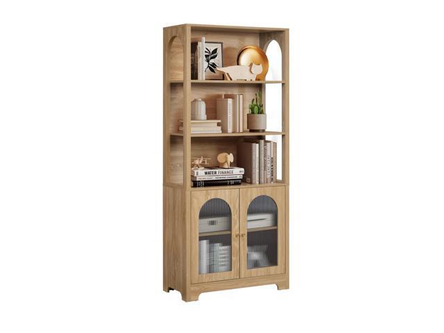 Click here for 71 Tall Bookshelf with Glass Doors  5-Tier Arched... prices
