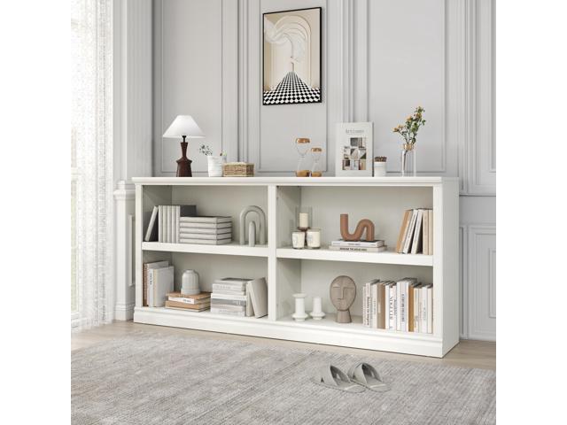 Click here for Double Wide Open Shelf Bookcase - 2 Tiers 4 Storag... prices