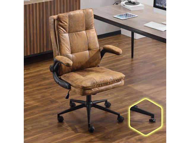 Click here for VINGLI Comfy Brown Leather Office Desk Chair Ergon... prices