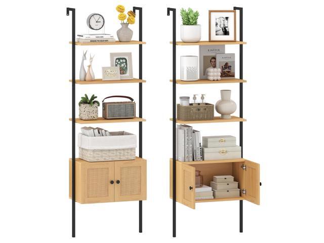Click here for Giantex Ladder Bookshelf with Rattan Cabinet Set o... prices