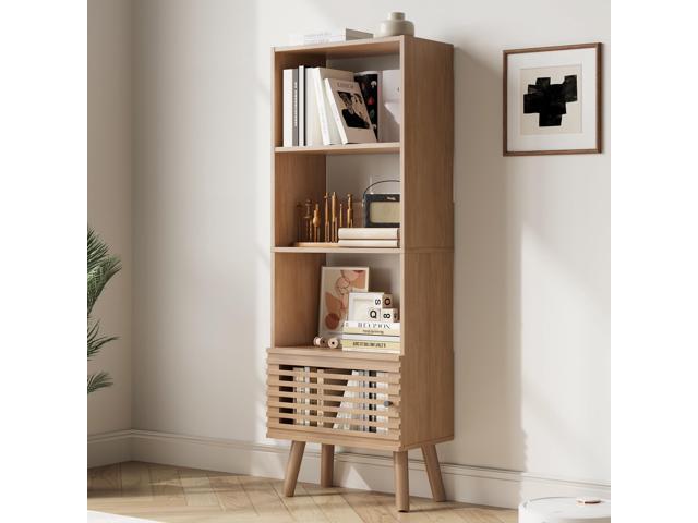 Click here for Small Narrow Corner Bookcase  55 H Mid-Century Mod... prices