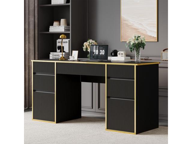 Click here for Black Computer Desk with Drawers  58 Inch Home Off... prices