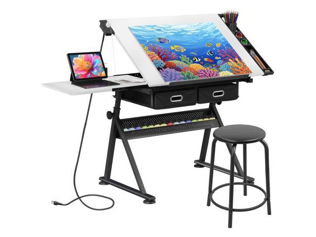 Click here for JupiterForce Drafting Table Art Desk w/Power Outle... prices