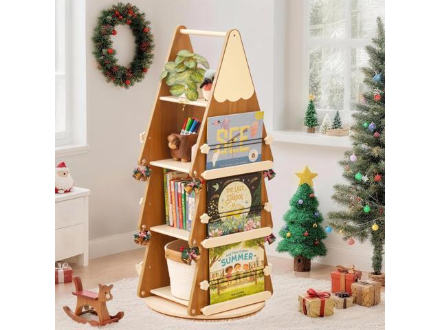 Click here for OOOK Solid Wood Rotating Bookshelf Tower 4 Tier  3... prices
