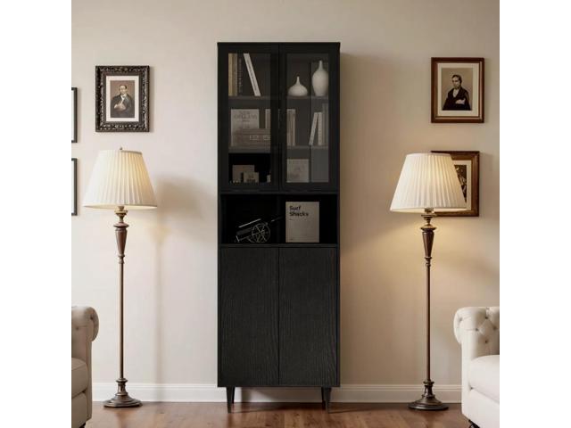 Click here for TUSY 70.9 H Bookshelf with Glass Doors  5-Tier Dis... prices