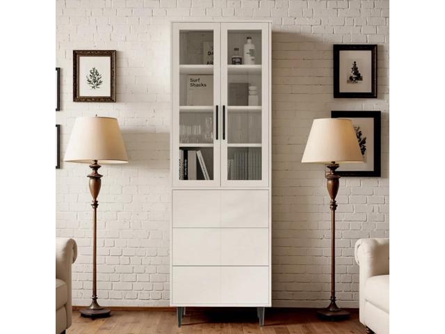 Click here for TUSY 70.9 H Bookshelf with Glass Doors  5-Tier Dis... prices