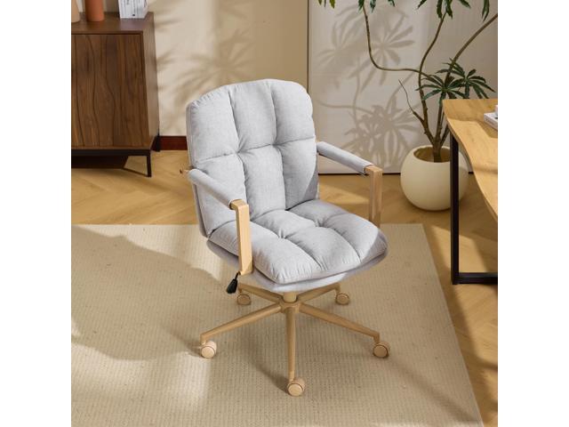 Click here for VINGLI Comfy Linen Office Desk Chair With Wheels &... prices