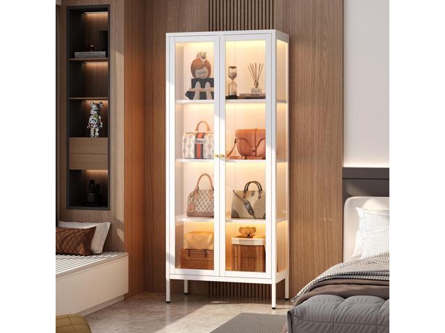 Click here for 66Glass Display Cabinet with 3 Color LED Lights Me... prices