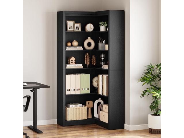 Click here for GarveeHome Corner Bookshelf Black  71.8 in Black C... prices