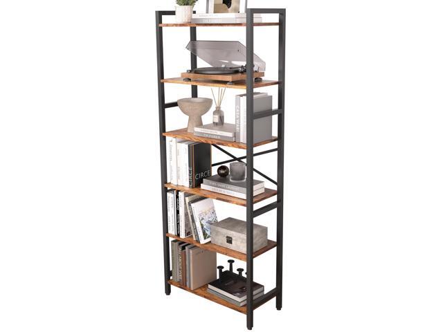 Click here for 6 Tier Industrial Bookshelf  Rustic Brown Bookcase... prices