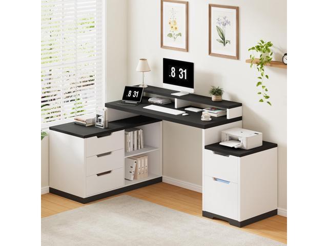 Click here for Modern L Shaped Desk with Drawers  71 Inch Home Of... prices