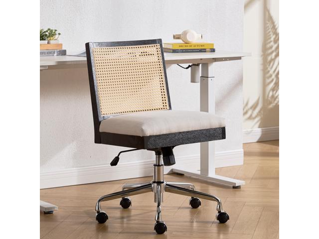 Click here for RIVOVA Rattan Desk Chair Linen Fabric Upholstered... prices