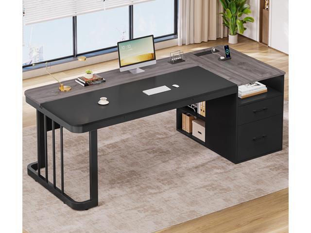 Click here for 70.9 Executive Desk with Power Outlet  Large Offic... prices