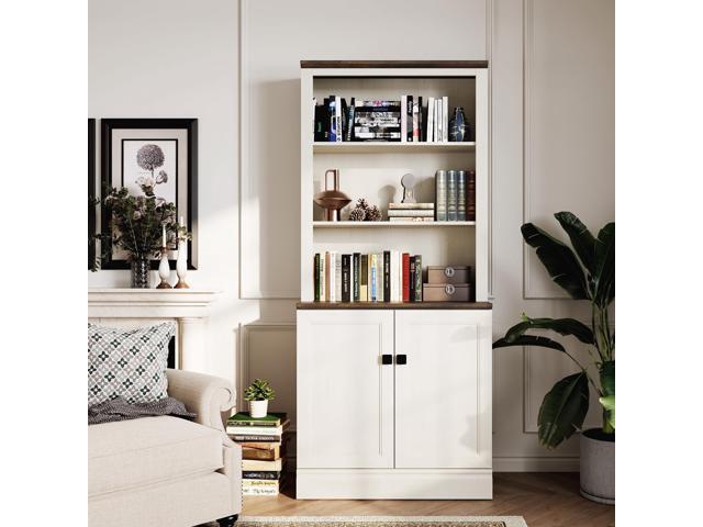 Click here for 72in Tall Bookshelf 5 Tier Bookcase with Barn Door... prices