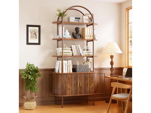 Click here for PAKASEPT 71 Tall Fluted Arched Bookshelf with Slid... prices