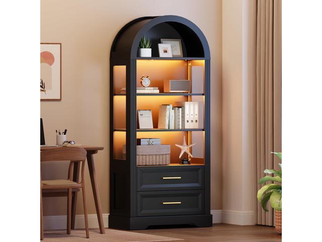 Click here for HOOBRO 66.9 Tall Arched Bookcase  Wooden Display C... prices