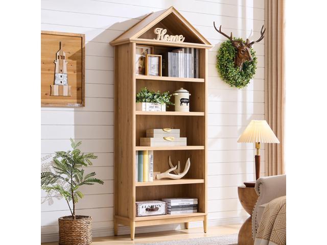 Click here for 75.9 Tall Farmhouse Bookcase  Angle Arched 5 Tiers... prices