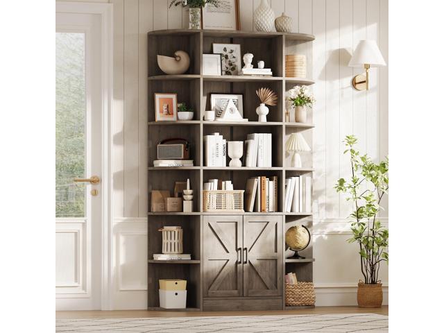 Click here for Garvee 75in Tall Bookcase with Storage Cabinet  6-... prices