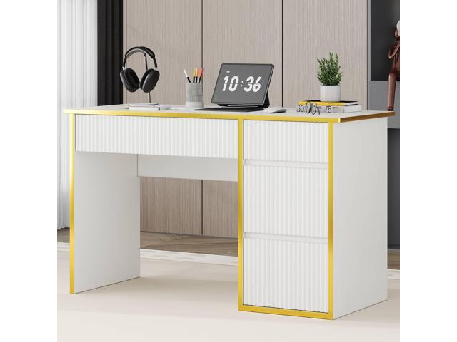 Click here for 4 EVER WINNER White Desk with Drawers  47 Inch Com... prices