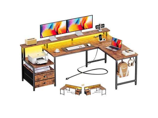 Click here for Furologee 66 L Shaped Computer Desk with Power Out... prices