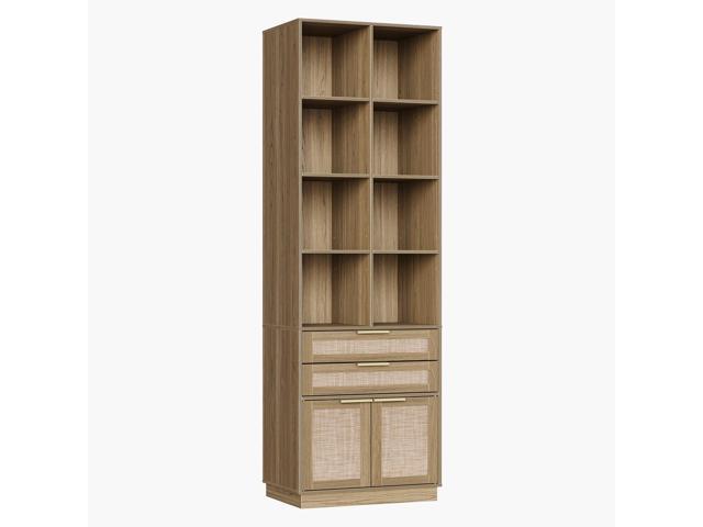 Click here for Bookshelf with 2 Drawers and Doors  73 Inch Rattan... prices
