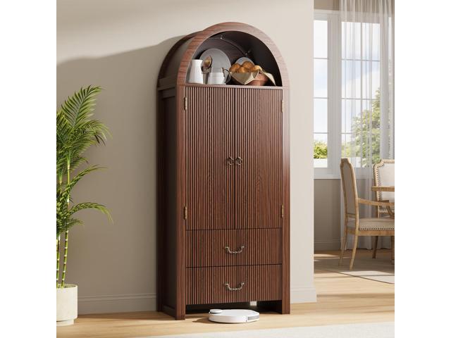 Click here for FURSUN 71 Tall Fluted Arched Bookshelf with Doors... prices