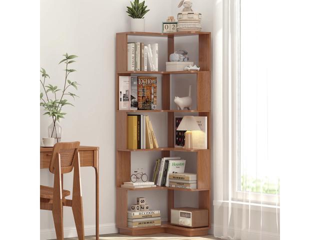 Click here for 6 Tier L-Shaped Corner Bookshelf  Freestanding Woo... prices
