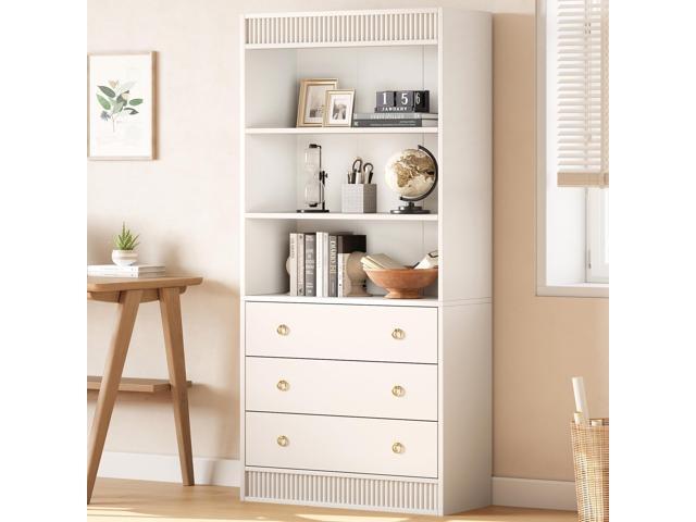 Click here for GarveeHome Bookshelf with Drawers 70.8 Fluted Book... prices