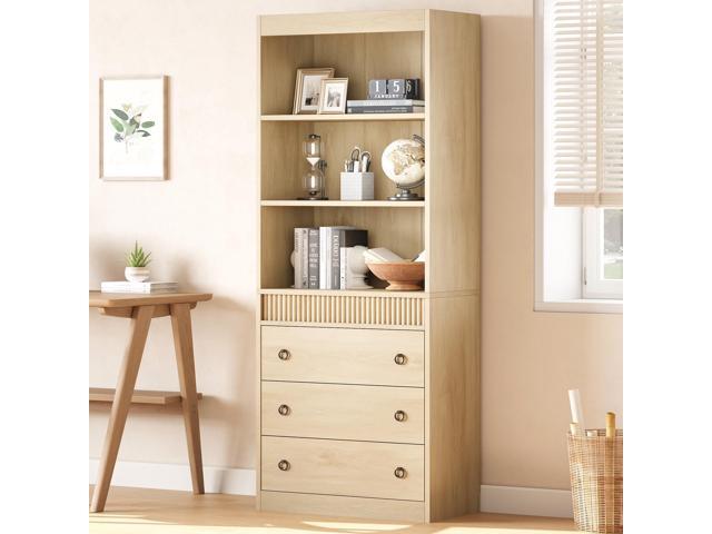 Click here for GarveeHome Bookshelf with Drawers 70.8 Fluted Book... prices