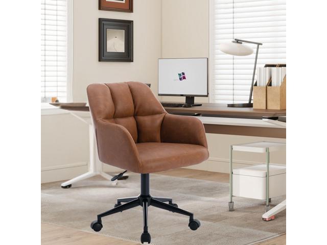 Click here for Wahson Brown Leather Office Desk Chair with Mid Ba... prices