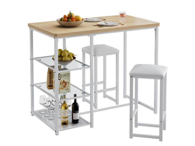 Click here for VECELO Small Bar Table and Chairs Set for 2  Uphol... prices