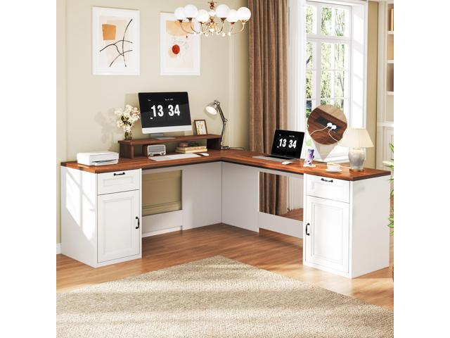 Click here for 78 Farmhouse L Shaped Executive Desk with Drawers... prices