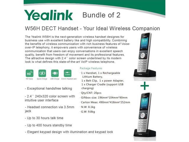 Click here for Yealink W56H Bundle of 2 IP DECT VoIP Phone Handse... prices