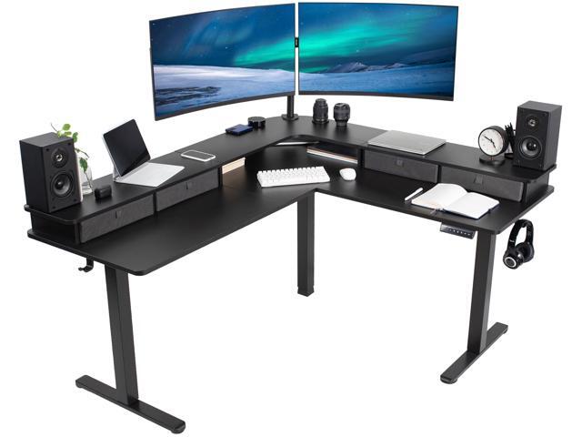 Click here for VIVO 2-Tier Electric 63 x 55 Corner Desk  Black Ta... prices