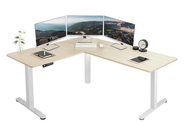 Click here for VIVO Light Wood / White Electric 63 x 55 Corner De... prices