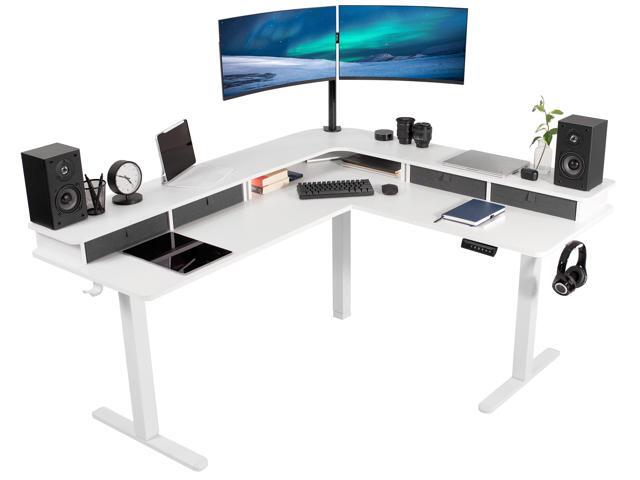 Click here for VIVO 2-Tier Electric 63 x 55 Corner Desk  White Ta... prices
