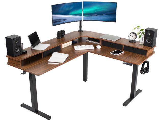 Click here for VIVO 2-Tier Electric 63 x 55 Corner Desk  Dark Wal... prices