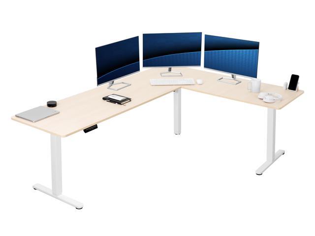 Click here for VIVO Light Wood / White Electric 84 x 63 Corner De... prices