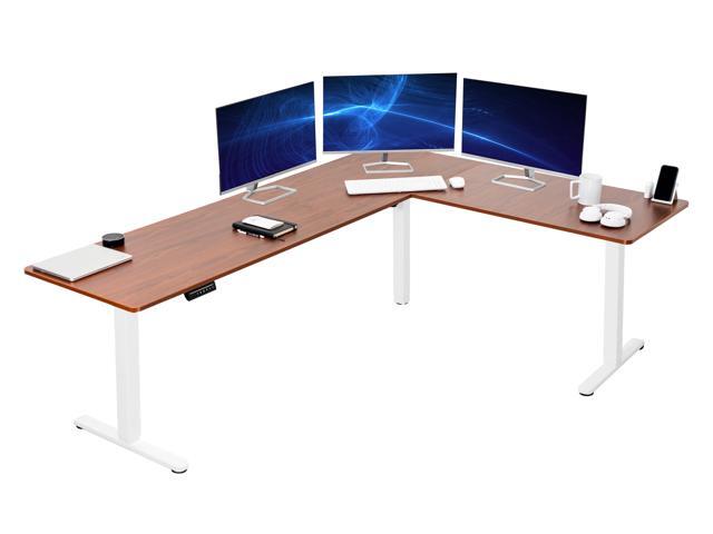 Click here for VIVO Dark Walnut / White Electric 84 x 63 Corner D... prices